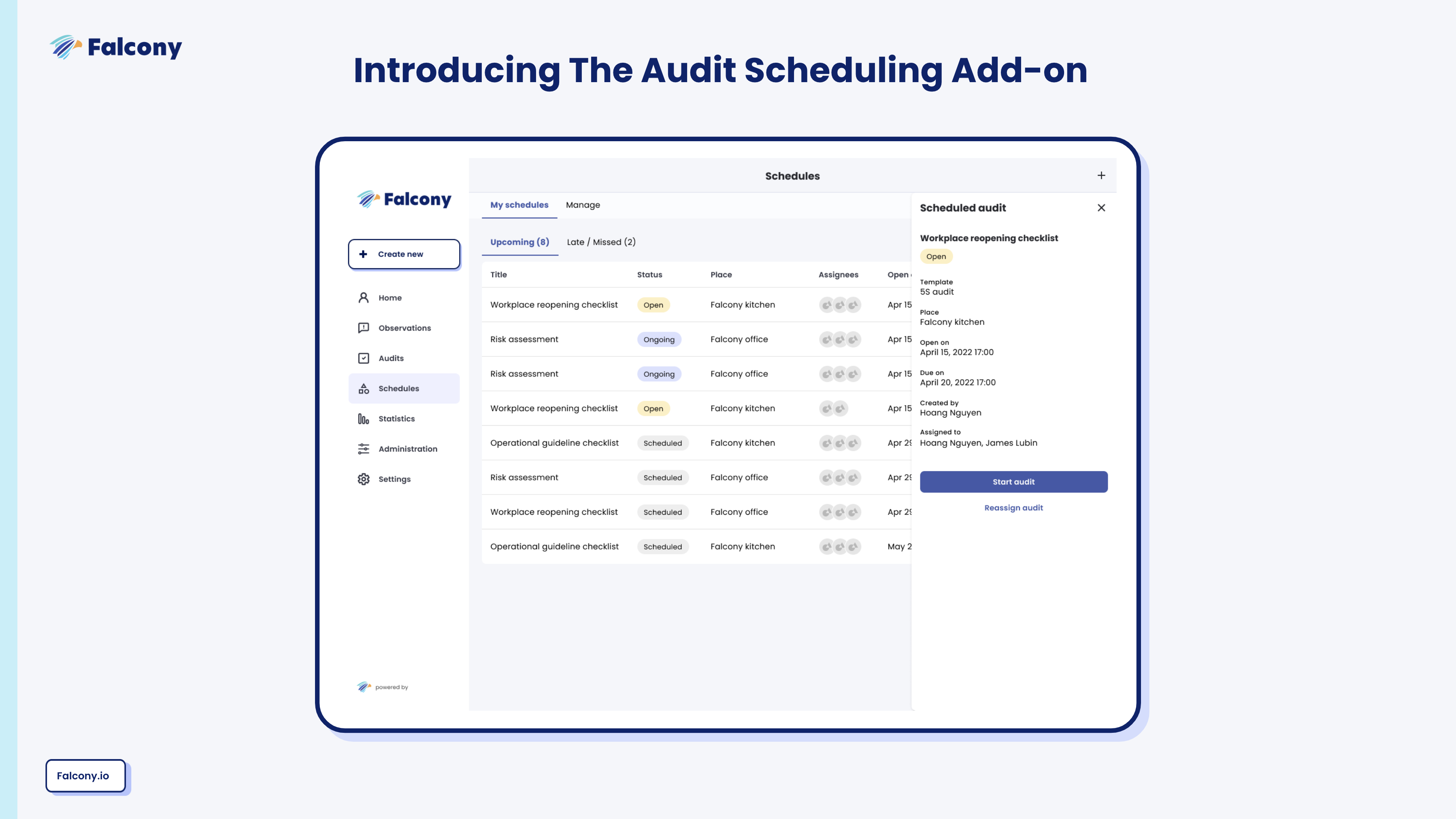 Falcony Launches The Audit Scheduling Add-On